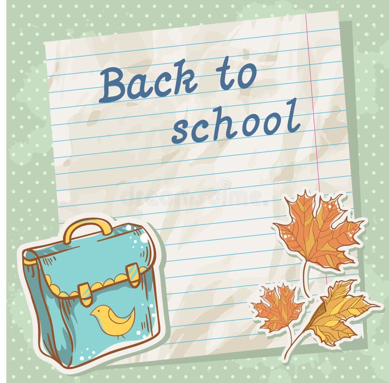 Back To School Card on Paper Sheet with Study Item Stock Illustration ...