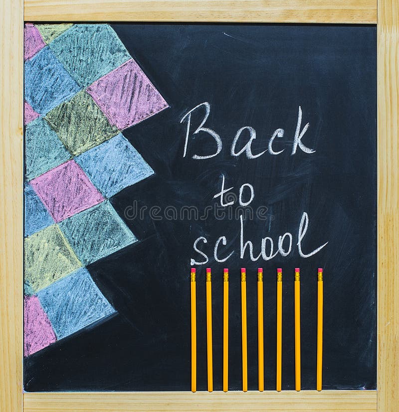 Back To School Chalk on a Blackboard Stock Image - Image of bacground ...