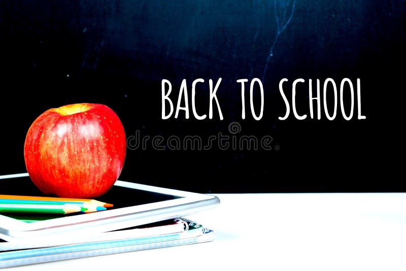 Back To School, Chalk Text on Black Board Stock Photo - Image of ...