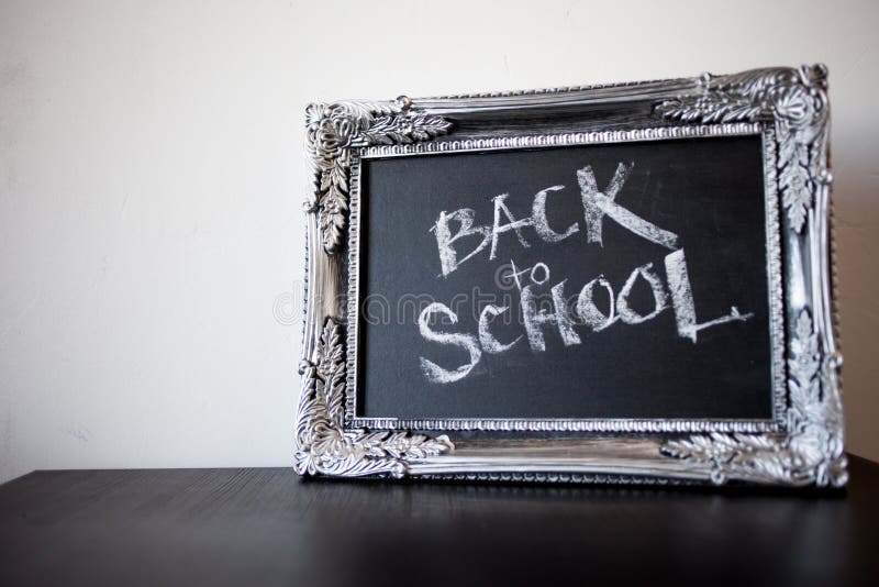 Back To School, Chalk in a Vintage Frame. Text on Chalkboard Stock ...