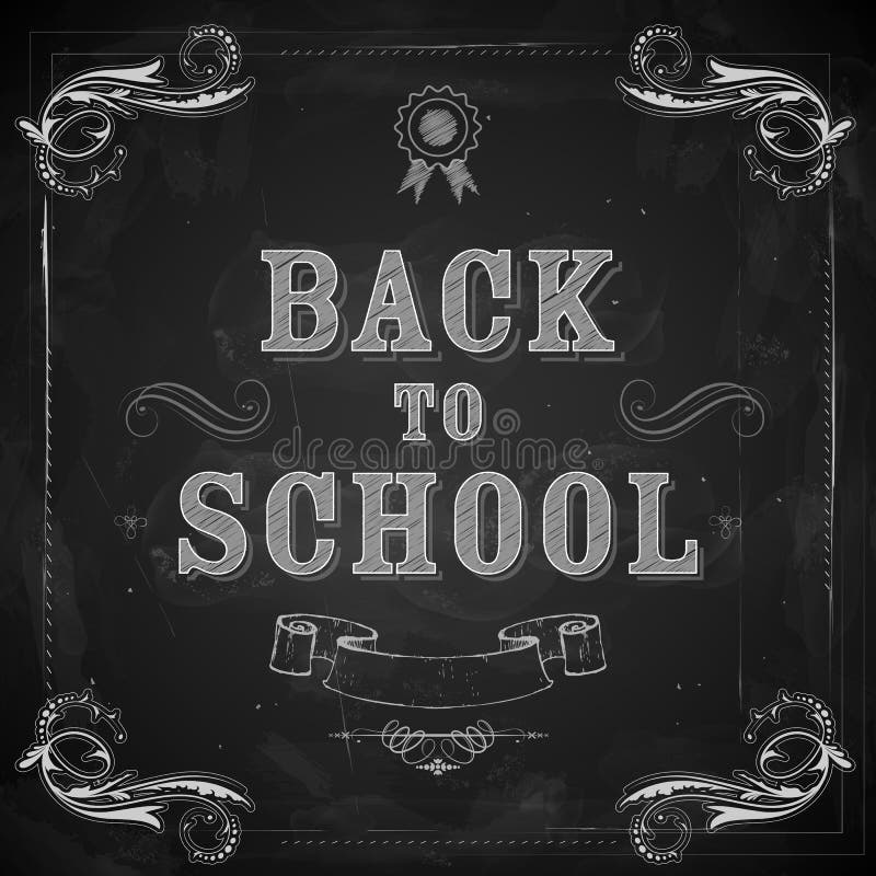 Back To School on Chalkboard Stock Vector - Illustration of poster ...