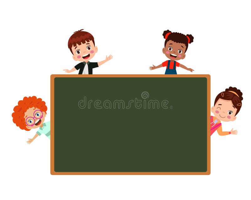 Back To School Classroom School Board and Cute Kids Stock Illustration ...