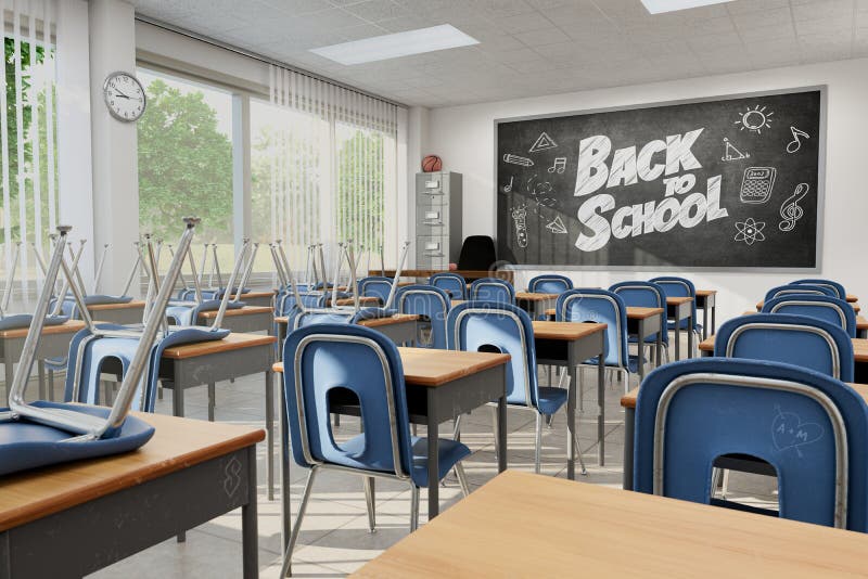 Back To School Classroom Chalkboard 3D Rendering Stock Illustration ...