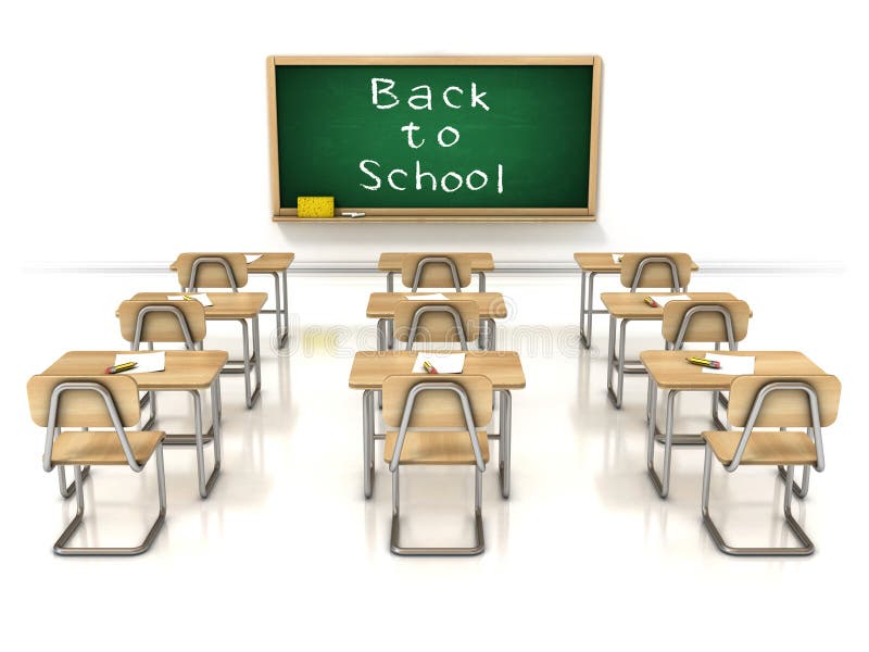 Back To School - Classroom on White Background Stock Illustration ...