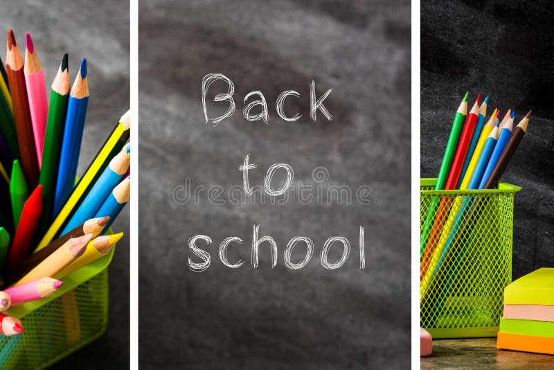 Back to school collage stock photo. Image of back, pencil - 95910360