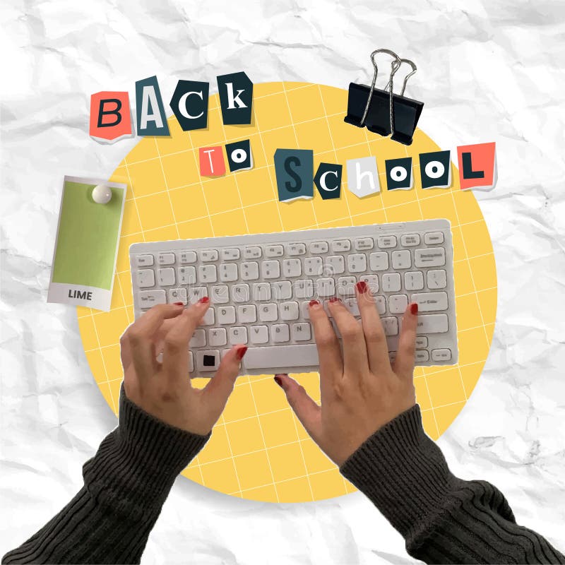 Back To School Collage Featuring a Computer Keyboard and Organization ...