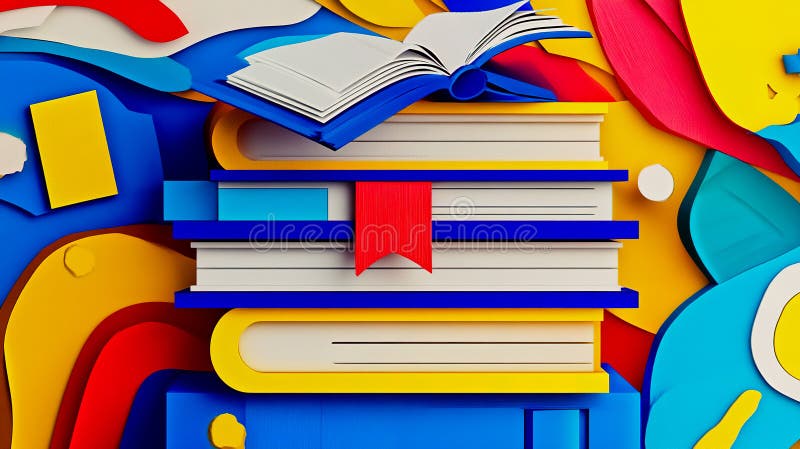 Back-to-school Collage Featuring a Stack of Books Stock Illustration ...