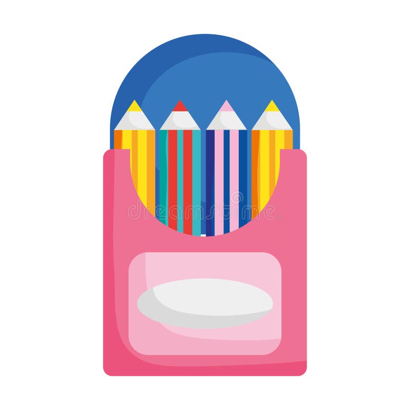 Back To School Color Pencils in Box Drawing Icon Stock Vector ...
