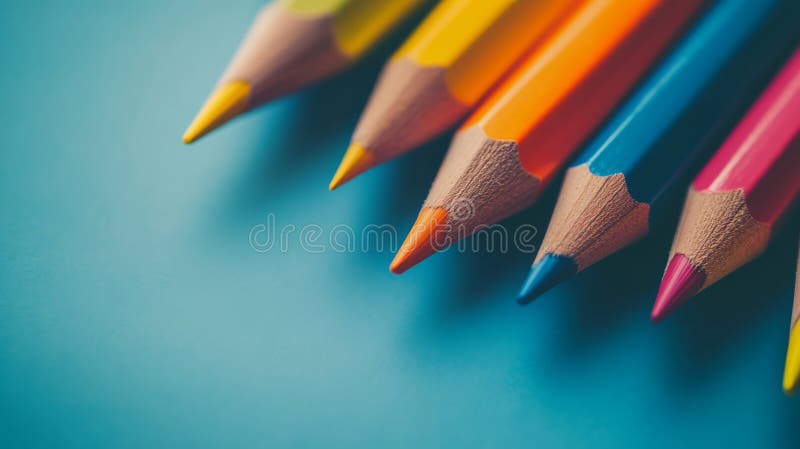 Back To School: Colored Pencils on Paper Stock Illustration ...