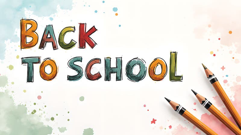 Back To School, Colorful Hand Drawn Typography with Pencils Stock ...