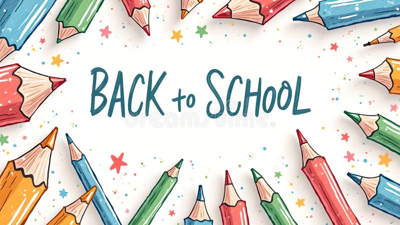 Back To School, Colorful Pencils and Stars Stock Illustration ...