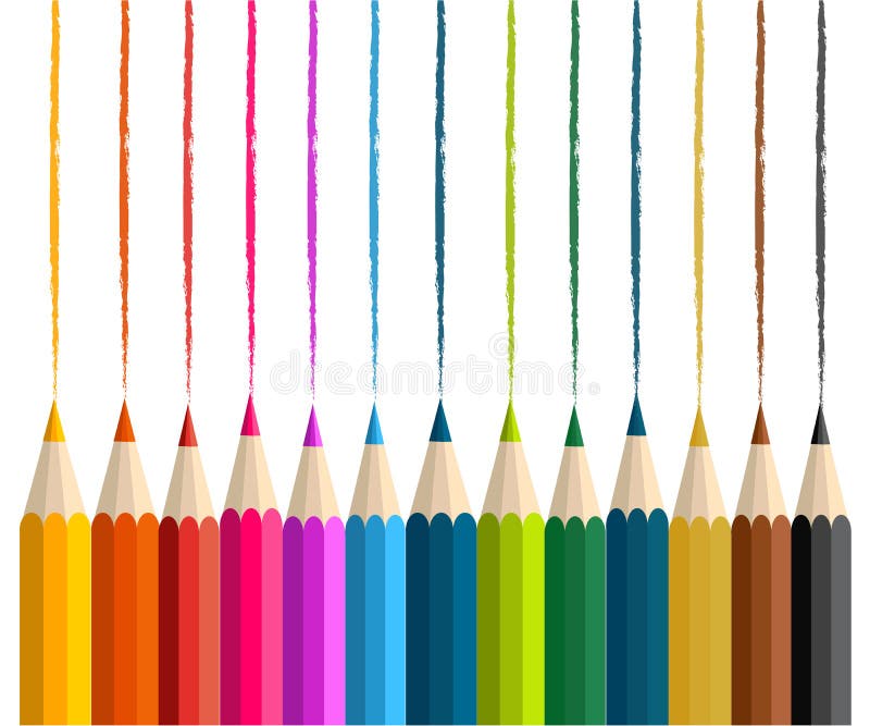 Colorful Pencils Background with Label Stock Vector - Illustration of ...