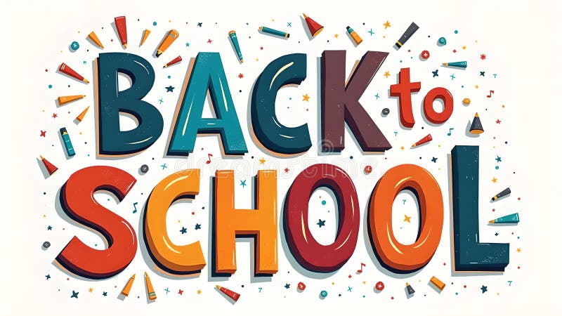 Back To School Colorful Typography. Concept of Education, Learning, and ...