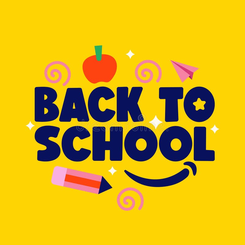 Back To School Colorful Typography Illustration on Blackboard. Back To ...