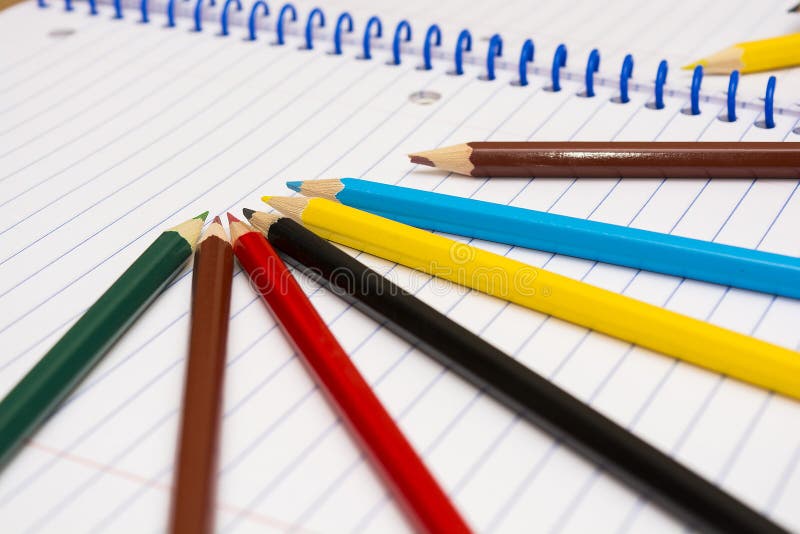 Back To School. Colour Pencils. Stationery. Notebook Stock Image ...