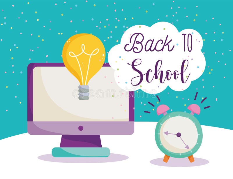 Back To School, Computer Alarm Clock Idea Elementary Education Cartoon ...