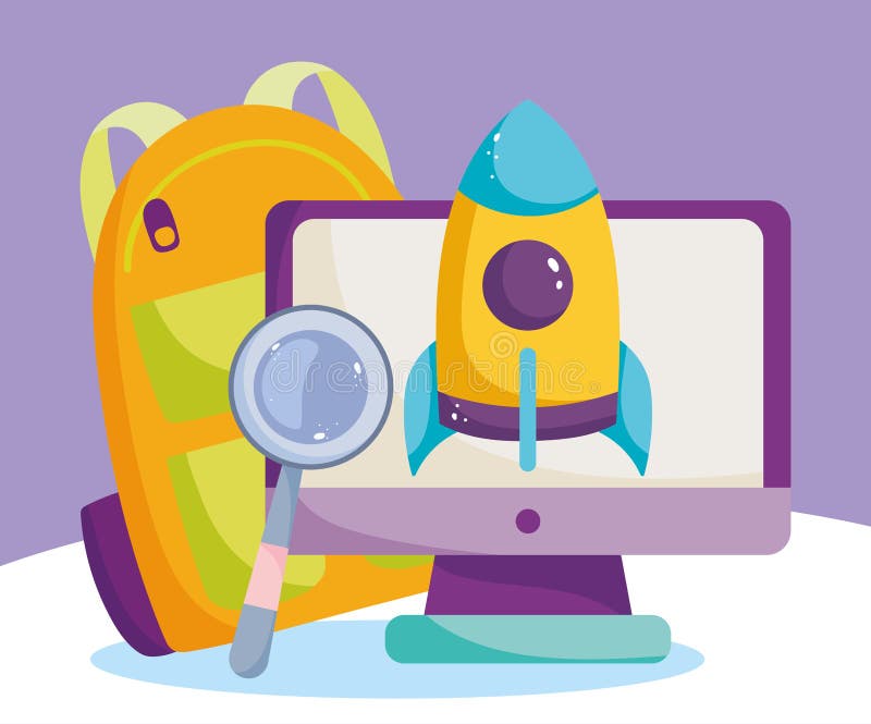 Back To School, Computer Monitor Rocket Backpack Magnifier Elementary ...