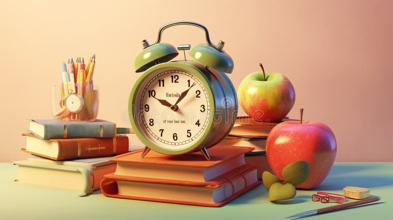 Back To School Concept with Alarm Clock Stock Illustration ...