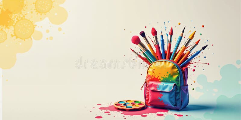 Back To School Concept Art with Vibrant Paint Splash Design Stock ...