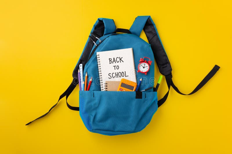 Back To School Concept with Backpack and School Supplies Stock Photo ...