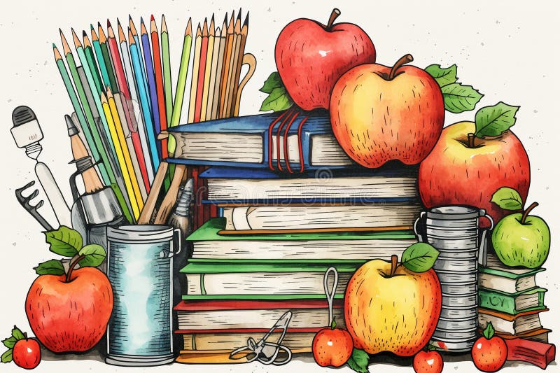 Back To School Concept of Clip Art Illustrations. Generative AI Stock ...