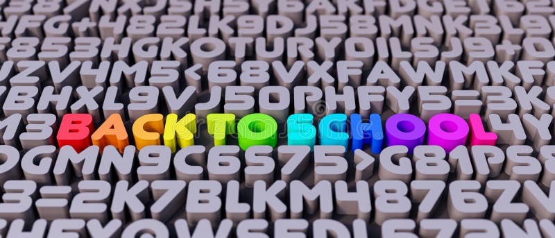Back To School Concept with Colorful Letters 3D Render Stock ...