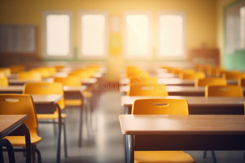 Empty Classroom with Yellow Chairs, Back To School. Generative Ai Stock ...