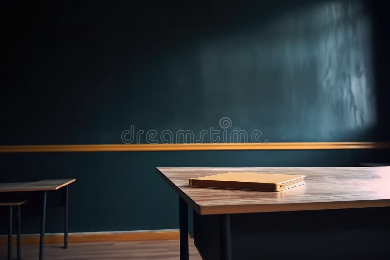 Back To School Concept Empty Table in Classroom Stock Illustration ...