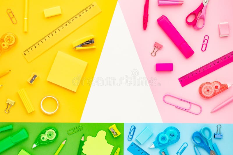 Back To School Concept. Frame Border Made of School Supplies with White ...