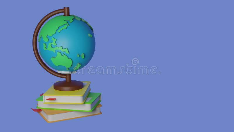 Globe with Books on Blue Background. Learn Geography Concept Stock ...