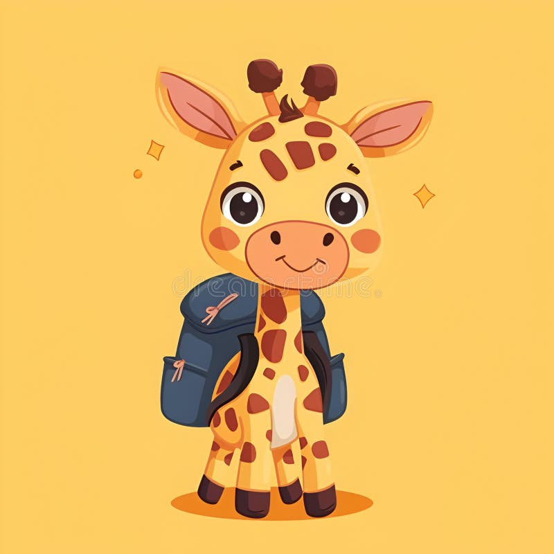 Back To School Concept. a Giraffe with a Backpack Stock Illustration ...