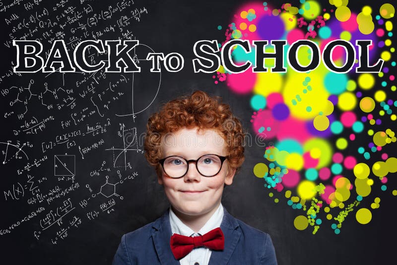 Back To School Concept. Happy Smart Child in Glasses and Student ...