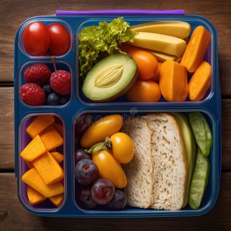 Healthy Lunch Box on Table from Above. Back To School Concept. Stock ...