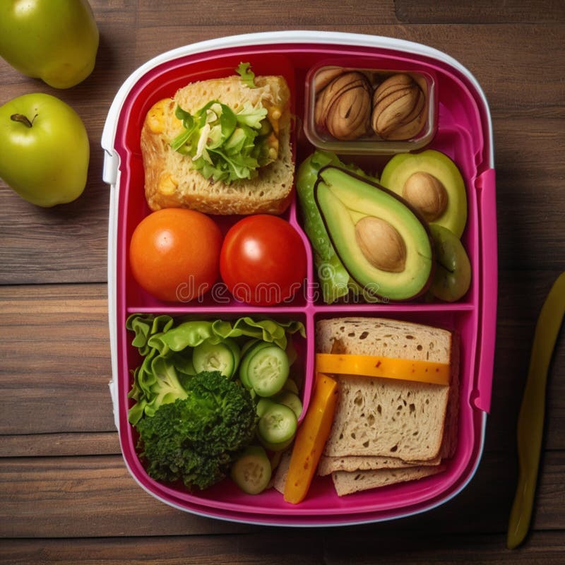 Healthy Lunch Box on Table from Above. Back To School Concept. Stock ...