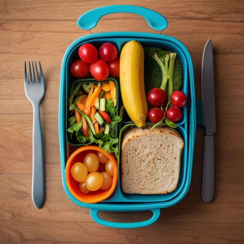 Healthy Lunch Box on Table from Above. Back To School Concept. Stock ...