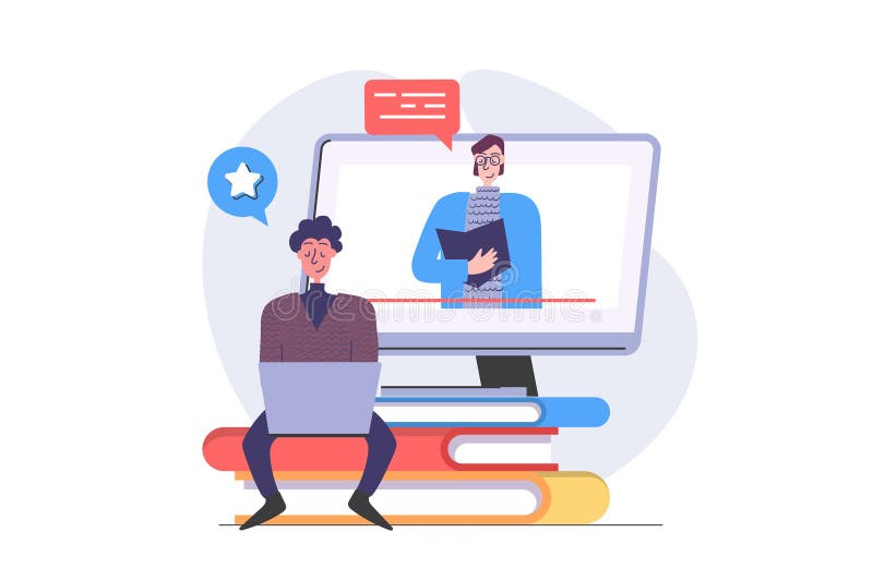 Back To School Concept in Modern Flat Design for Web. Student Learning ...