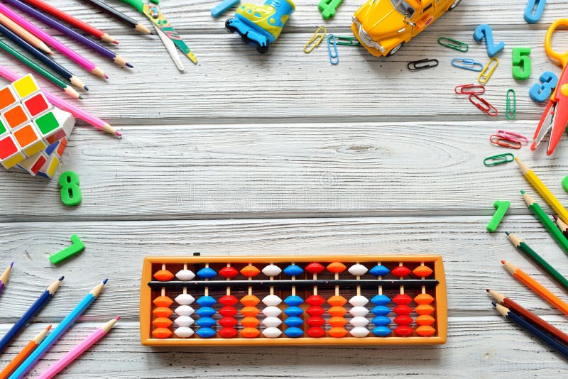 Happy Boy Studing at Mental Arithmetic School. Education and ...