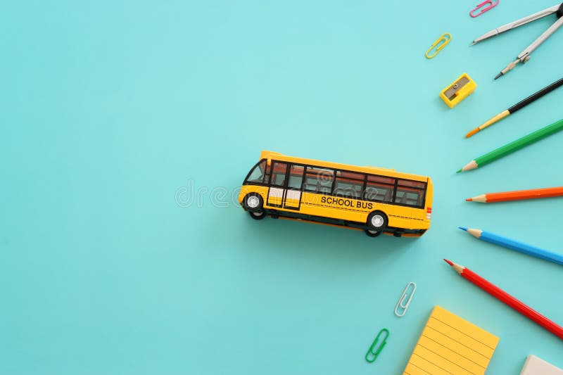 Back To School Concept Over Blue Background Stock Image - Image of ...