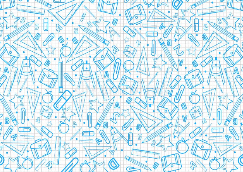 Back To School Concept Pattern on Notebook with Blue School Things ...