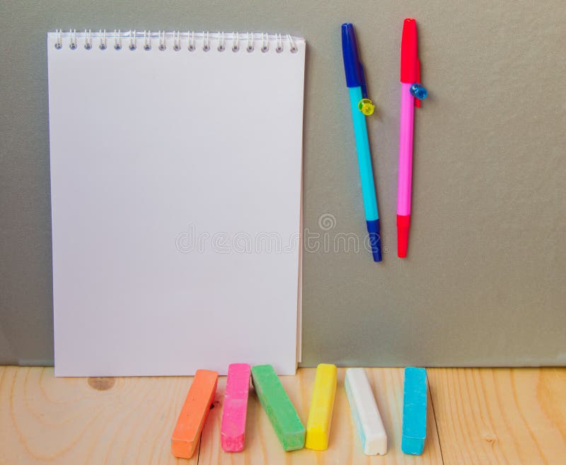 Back To School Concept, a Pen, Notepad, Chalk Stock Image - Image of ...