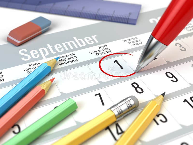 Back To School Concept - Red Pen Mark on the Calendar 1 September Stock ...