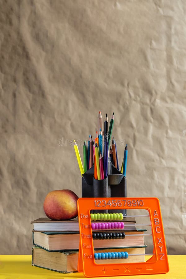 Back To School Concept. Stack of Books with School Supplies Stock Image ...