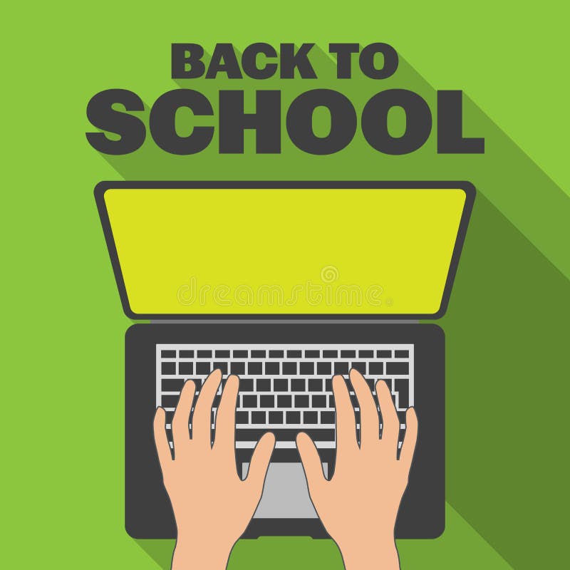 Back To School Concept with Student Typing on Laptop Computer Stock ...