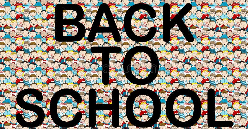 Back To School Concept with Text Written Over a Lot of School Children ...