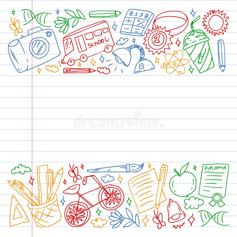 Back To School. Pattern with Books, Education Element and Little ...