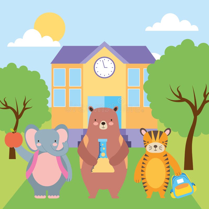 Back To School Cute Animals Cartoons Stock Vector - Illustration of ...