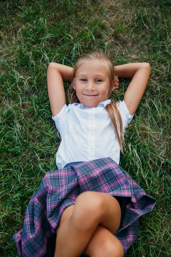 Group of Elementary School Kids Running at School, Back View Stock ...