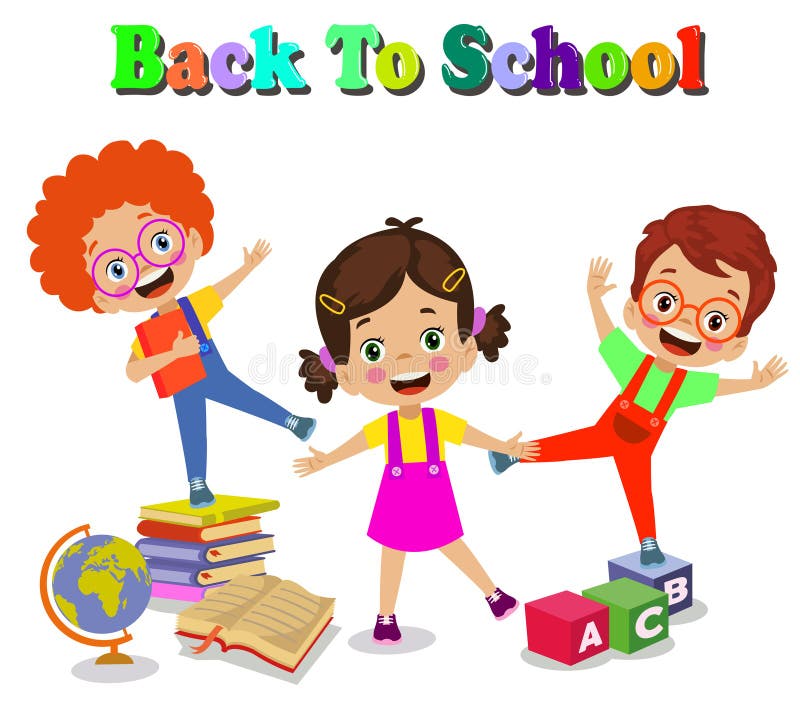 Back To School Cute and Happy Students are in Class Stock Illustration ...