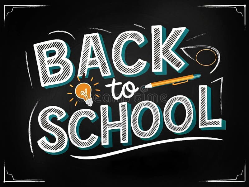 Back To School Design. Back To School Text in Chalkboard Element with ...