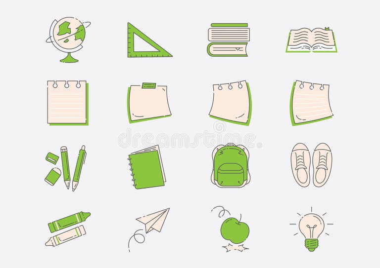 Back To School Design Element Set Stock Vector - Illustration of paper, pencil: 316476775